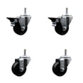 3 Inch Soft Rubber Wheel Swivel 7/16 Inch Grip Ring Stem Caster Set 2 ...