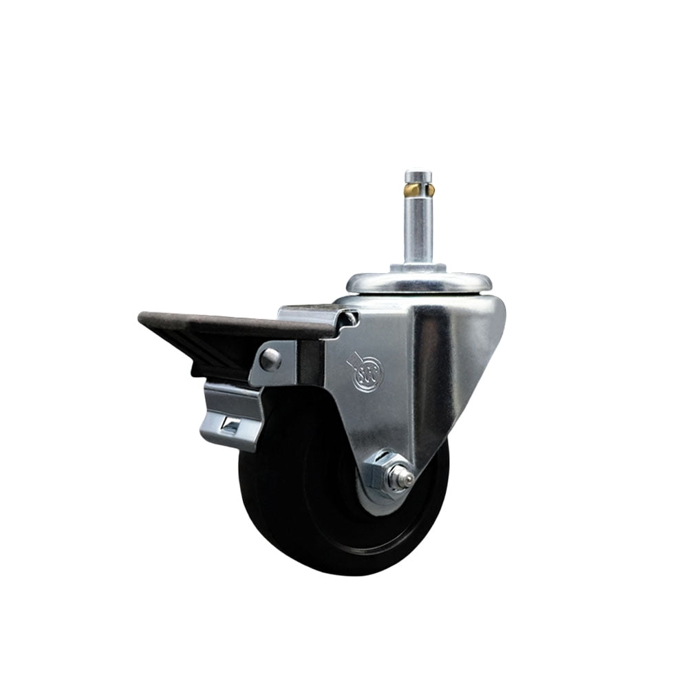 3 Inch Soft Rubber Wheel Swivel 7/16 Inch Grip Ring Stem Caster with ...