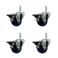 3 Inch Solid Poly Wheel Swivel 5/8 Inch Threaded Stem Caster Set with ...