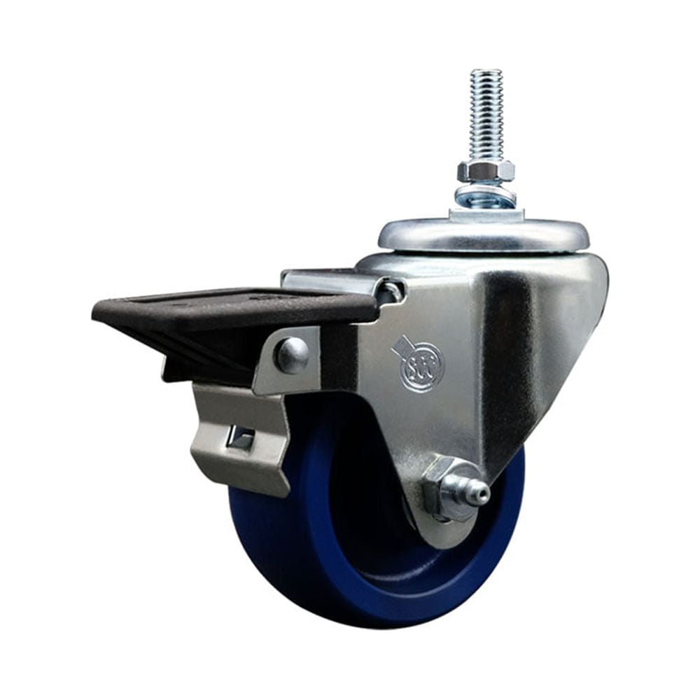 3 Inch Solid Polyurethane 12MM Threaded Stem Caster with Brake ...