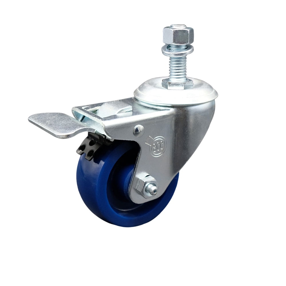 3 Inch Solid Polyurethane Swivel 12mm Stem Caster with Total Lock Brake ...