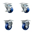 3 Inch Solid Polyurethane Swivel Top Plate Caster Set with 2 Brakes 2 ...