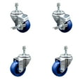 3 Inch Solid Polyurethane Wheel Swivel 3/8 Inch Threaded Stem Caster ...