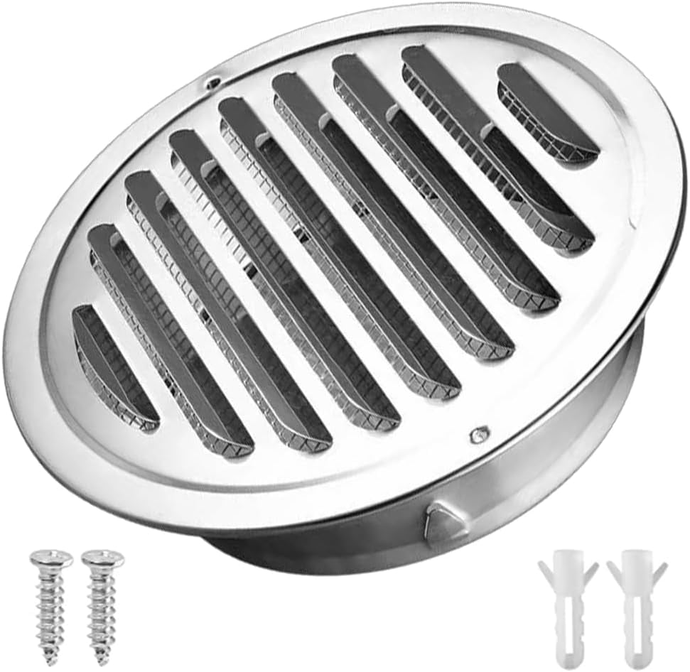 3 Inch Stainless Steel Soffit Vents, Round Vent Cover with Built-in Fly Screen Mesh, Louver ...