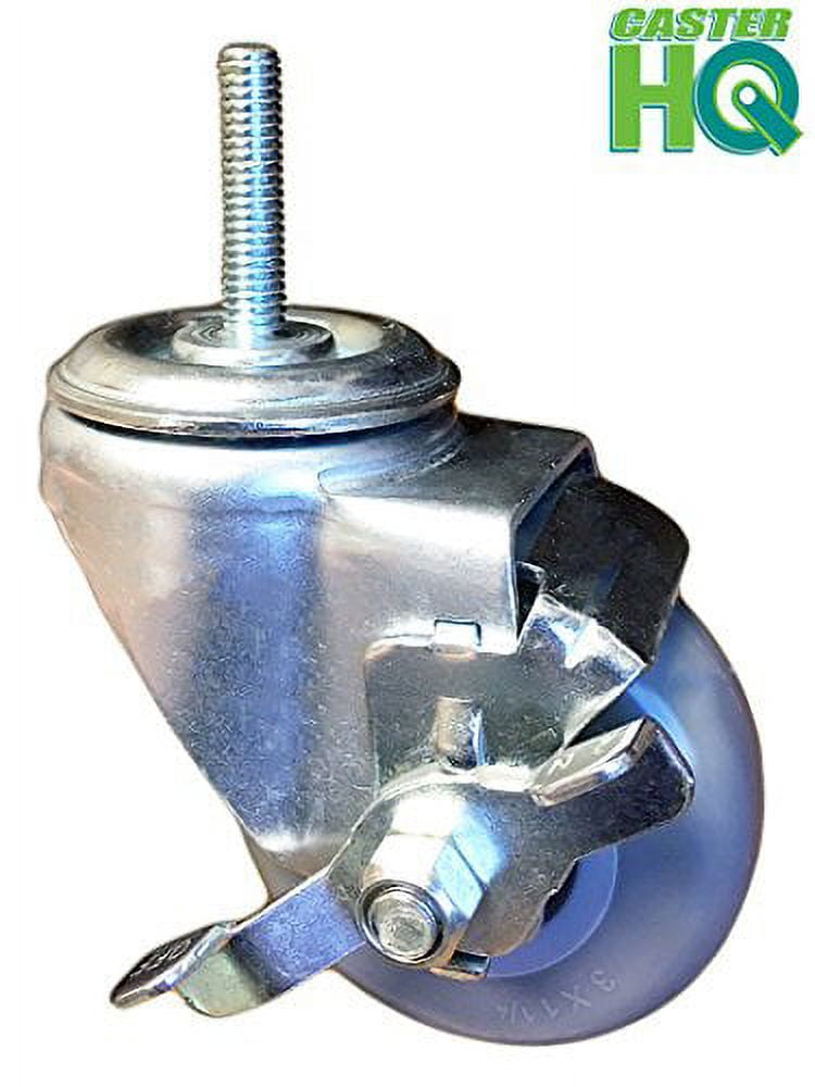 3" Inch Stem Caster - 3/8" x 1-1/2" Threaded Stem - Gray Polyurethane ...