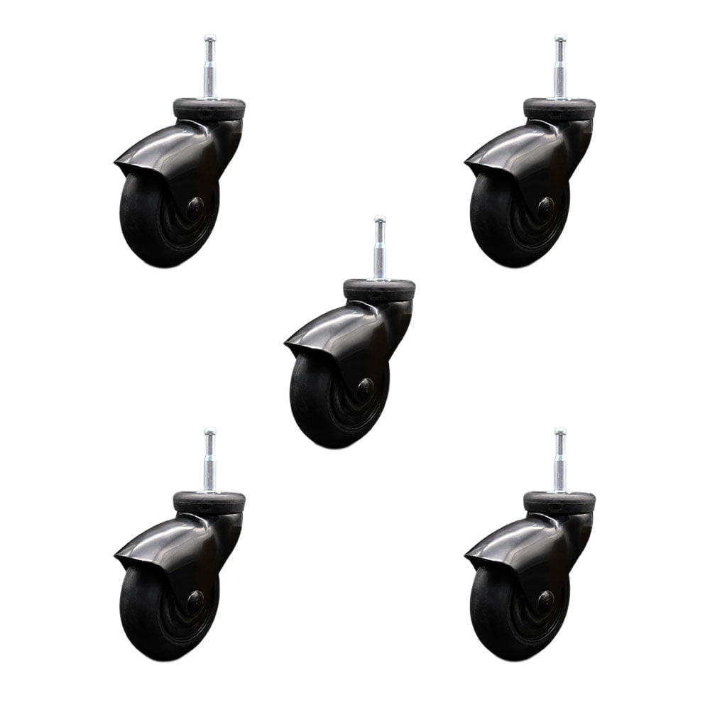 3 Inch Black Hooded Neoprene Rubber 5/16 Inch Grip Neck Stem Casters ...