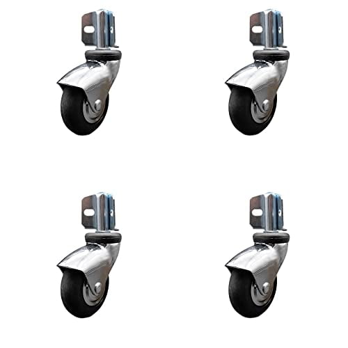 3 Inch Swivel Caster Wheels for Furniture - Bright Chrome Hooded ...