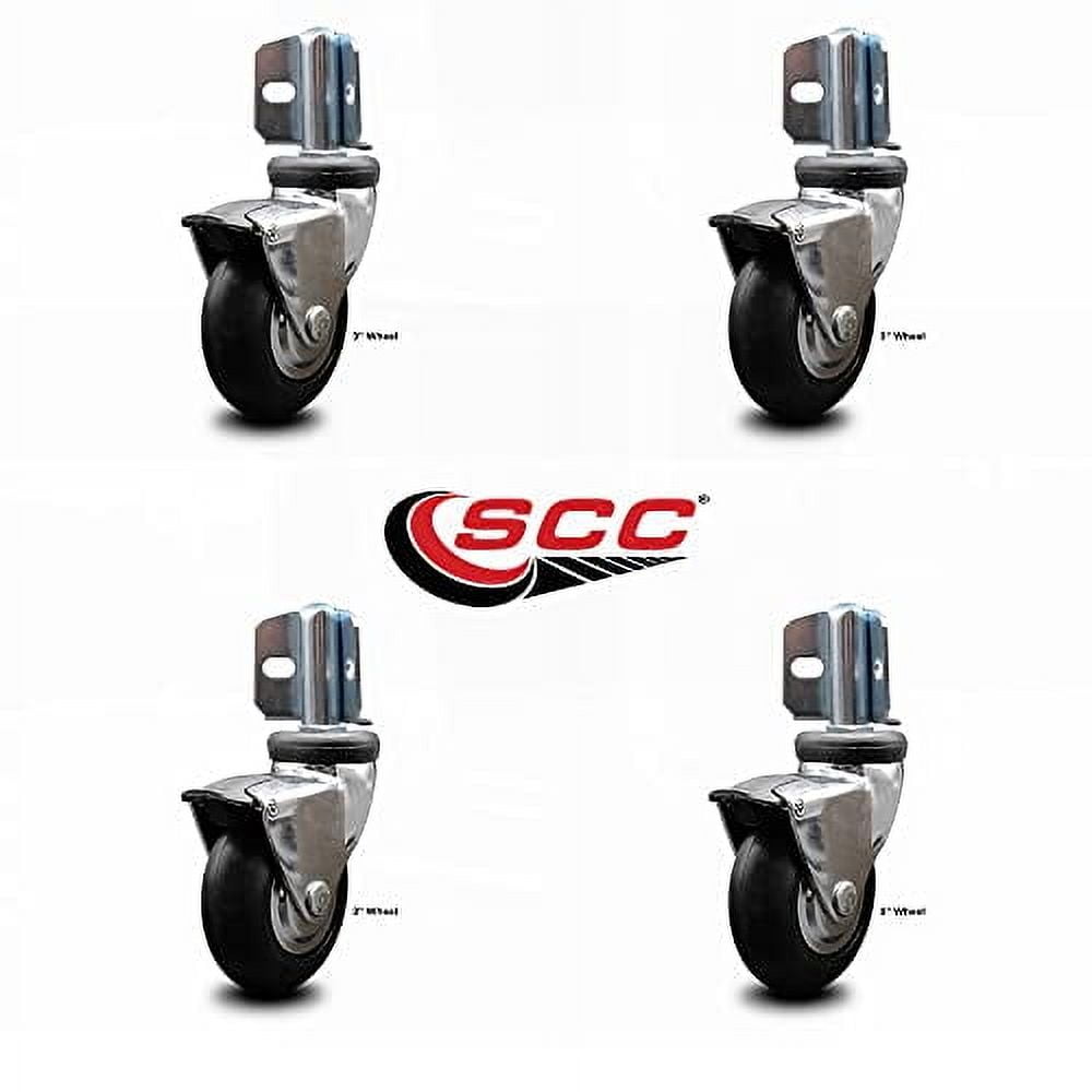 3 Inch Swivel Caster Wheels for Furniture - Bright Chrome Hooded ...