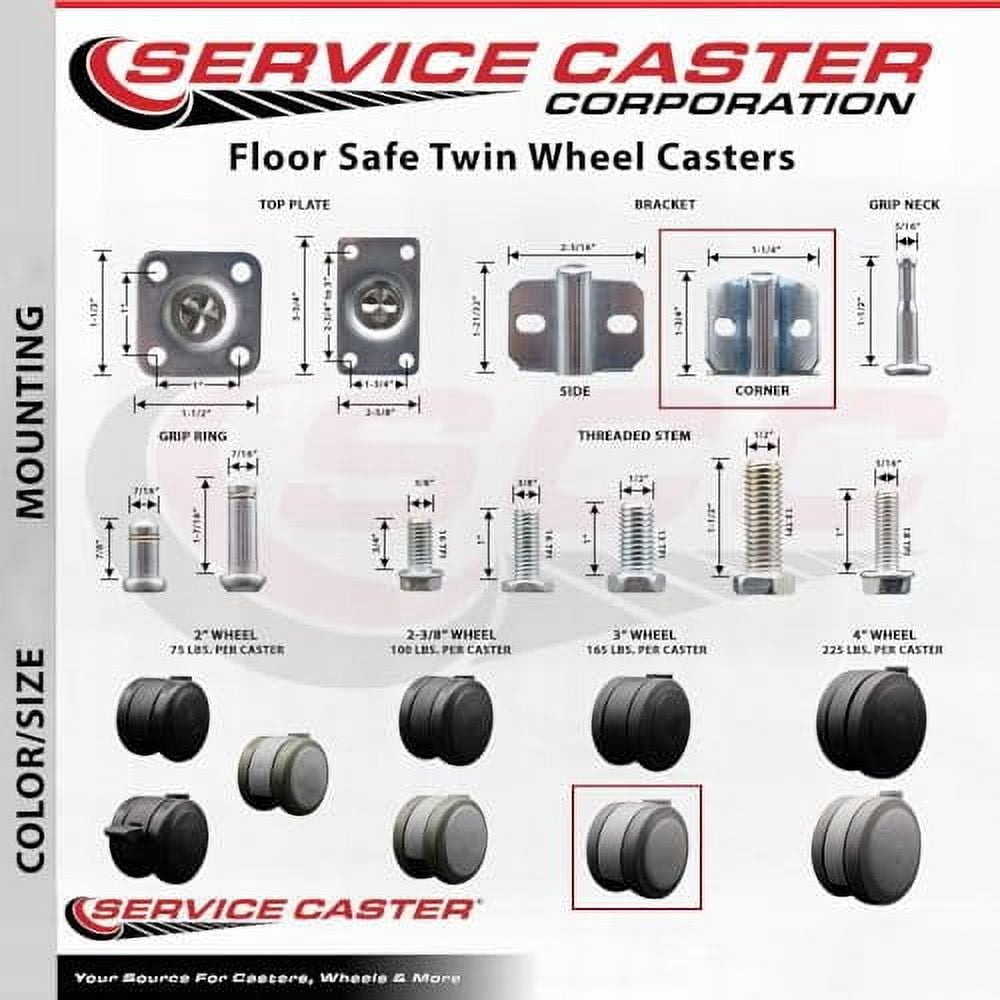 3 Inch Swivel Caster Wheels for Furniture - Thermoplastic Rubber Gray ...
