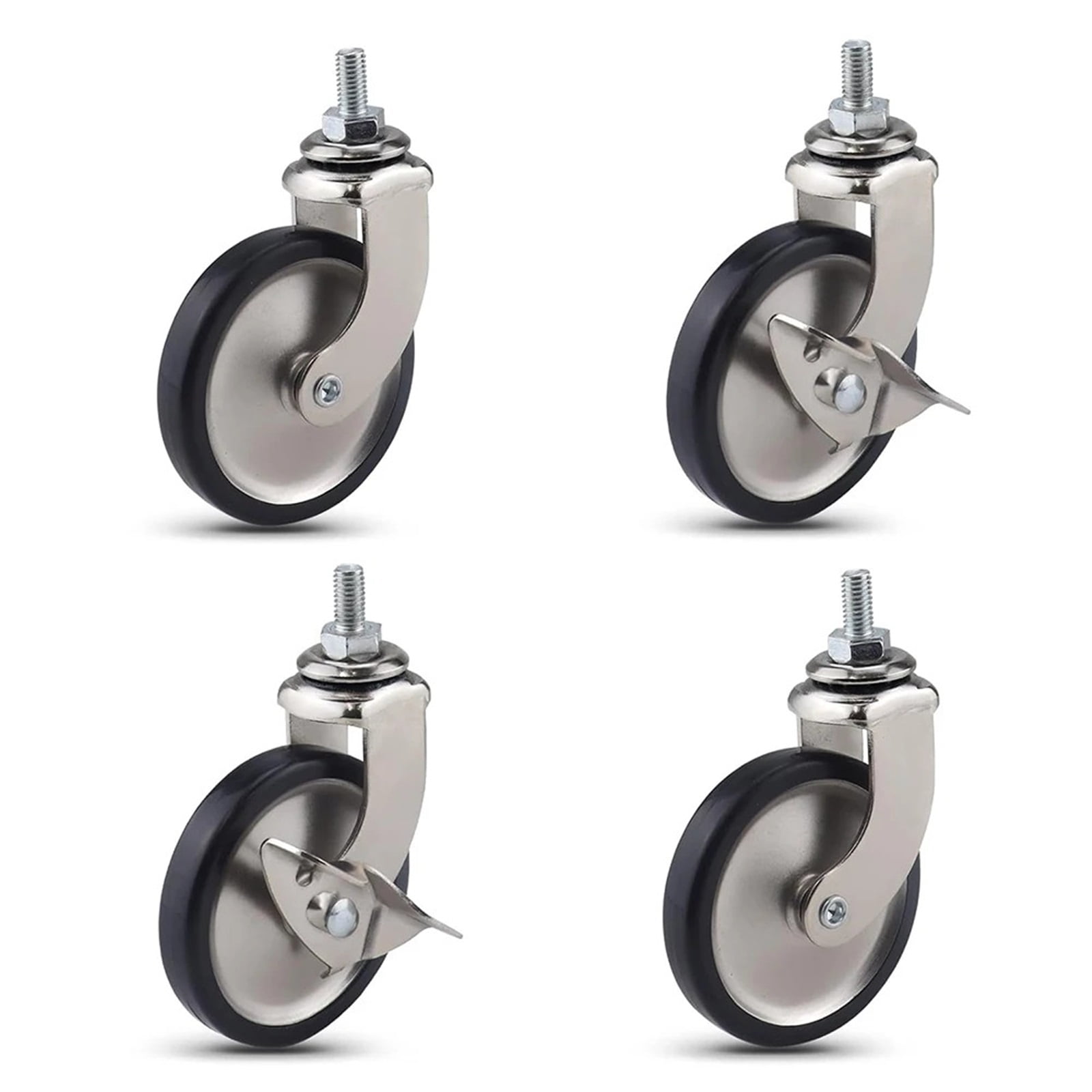 3-Inch Swivel Stem Casters With Brake For Hotel Restaurant Trolley ...