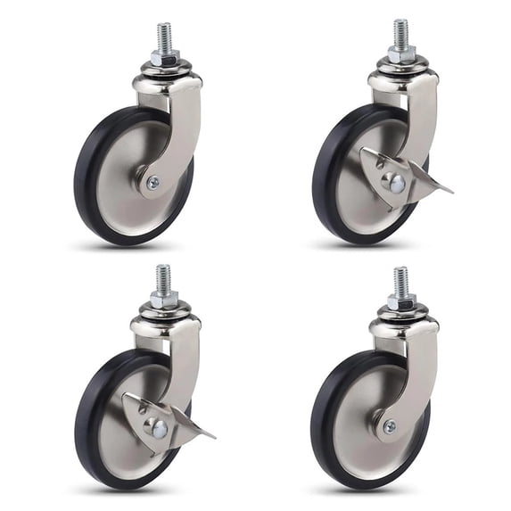 3-Inch Swivel Stem Casters With Brake For Hotel Restaurant Trolley ...