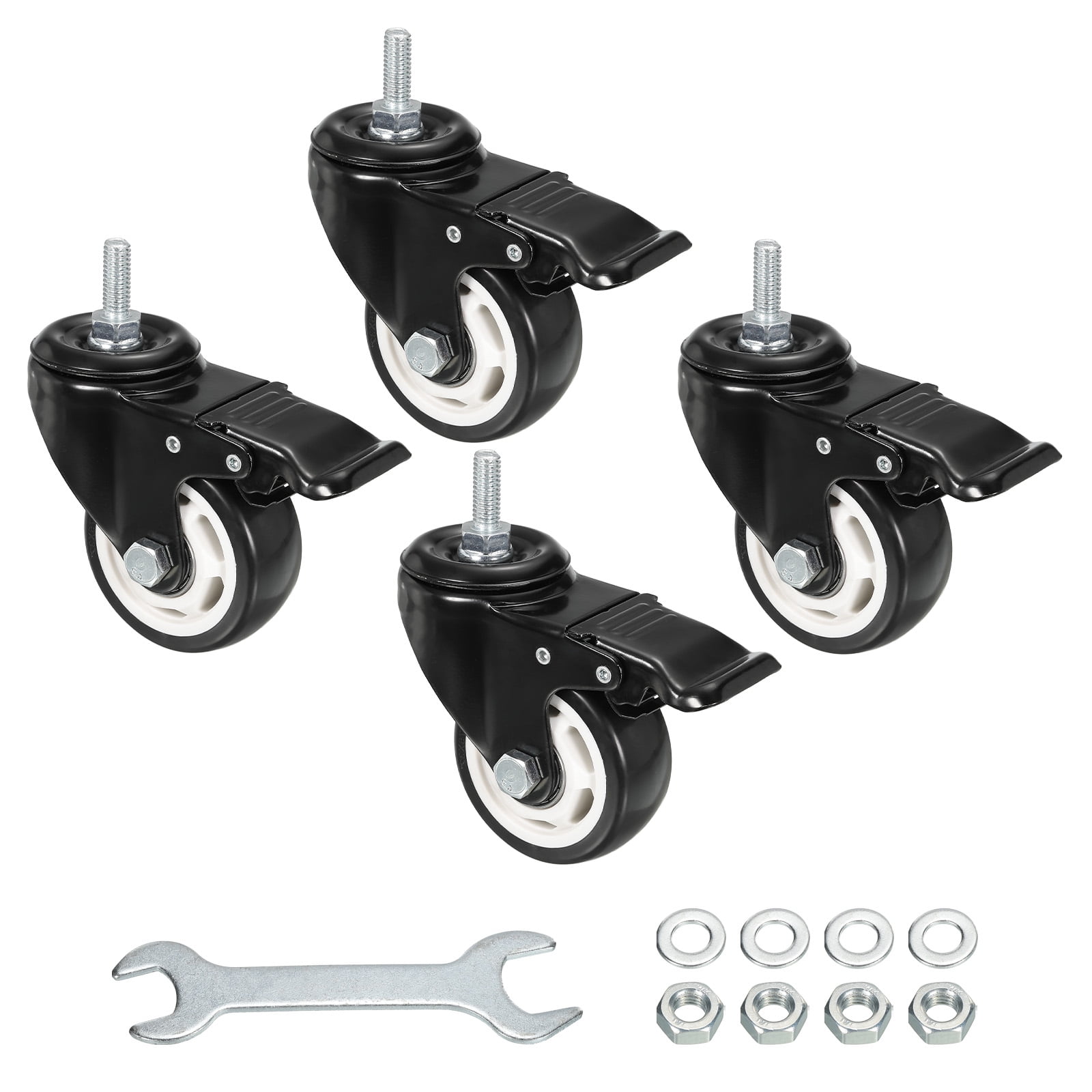 3 Inch Swivel Threaded Stem Casters 3/8"-16UNC Thread PU Caster Wheel ...