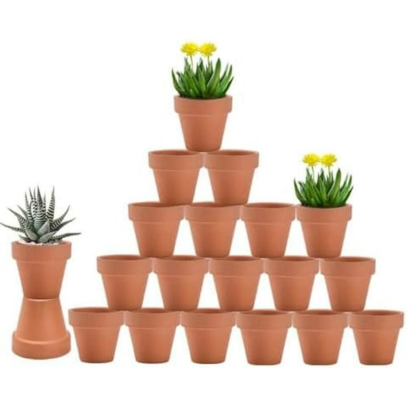 3 Inch Terra Cotta & Terracotta Pots with Drainage - 20 Pack Clay ...