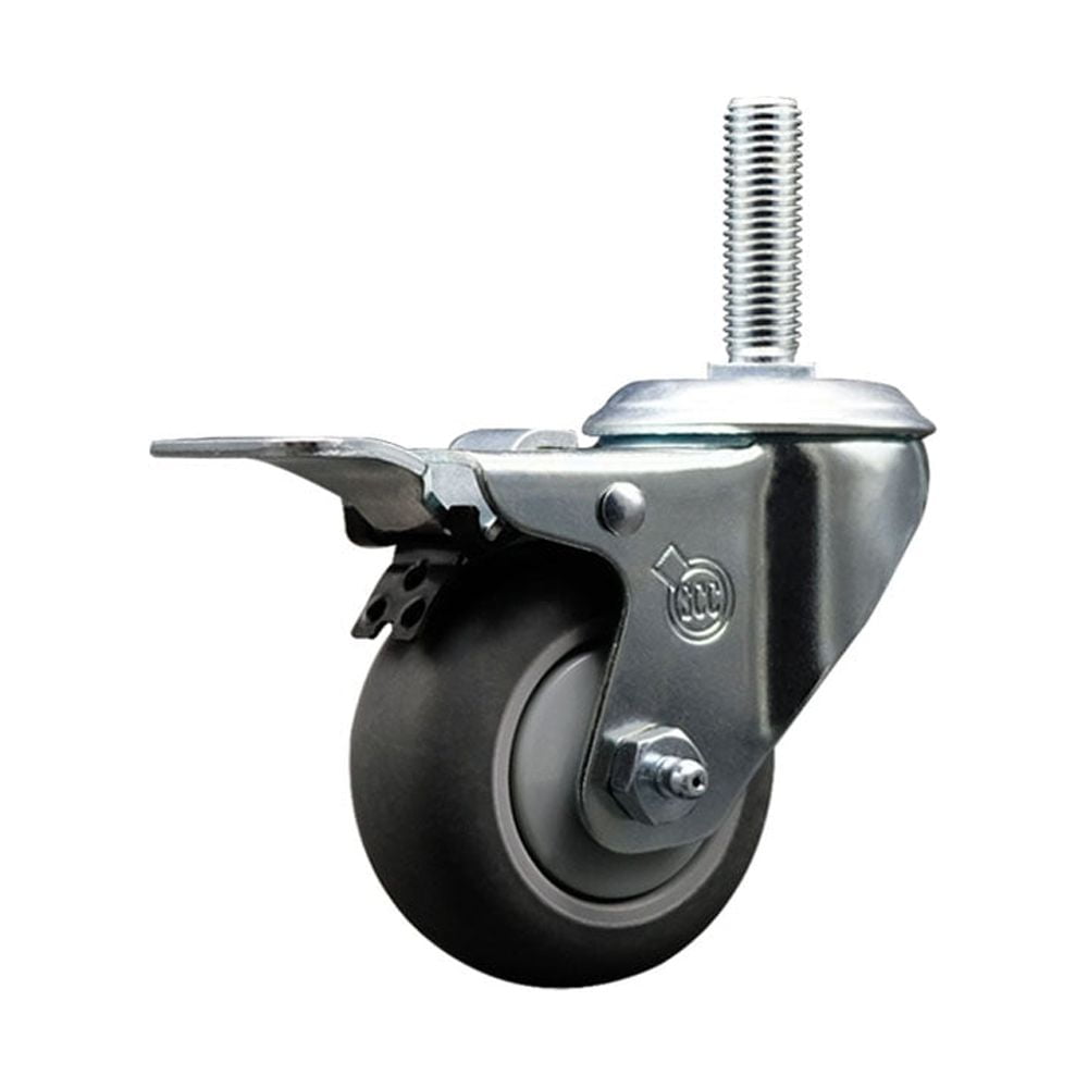 3 Inch Thermo Rubber Wheel Swivel 5/8 Inch Threaded Stem Caster Total ...