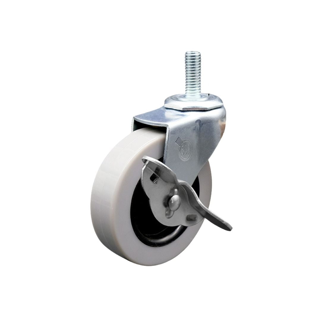 3 Inch Thermoplastic Rubber Wheel 10mm Threaded Stem Caster with Brake ...