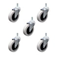 3 Inch Thermoplastic Rubber Wheel 3/8 Inch Threaded Stem Caster Set of ...
