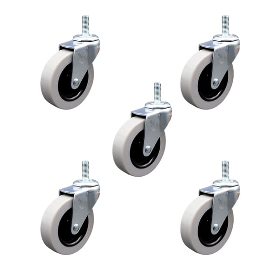 3 Inch Thermoplastic Rubber Wheel 3/8 Inch Threaded Stem Caster Set of ...