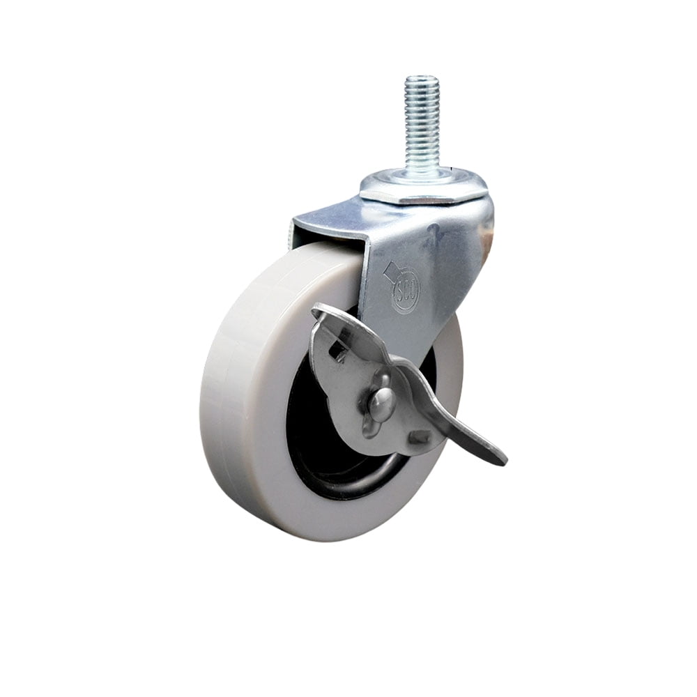 3 Inch Thermoplastic Rubber Wheel 5/16 Inch Threaded Stem Caster with ...
