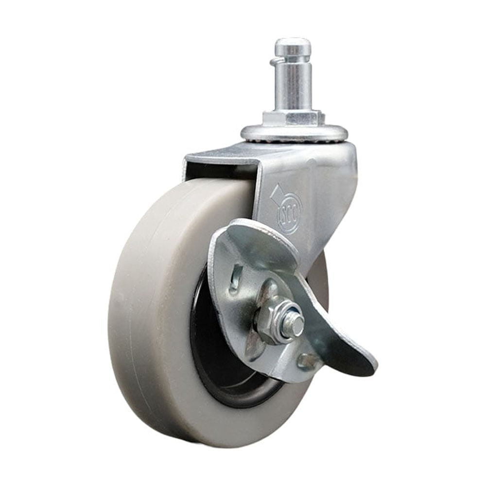 3 Inch Thermoplastic Rubber Wheel 7/8 Grip Ring Stem Caster with Brake ...