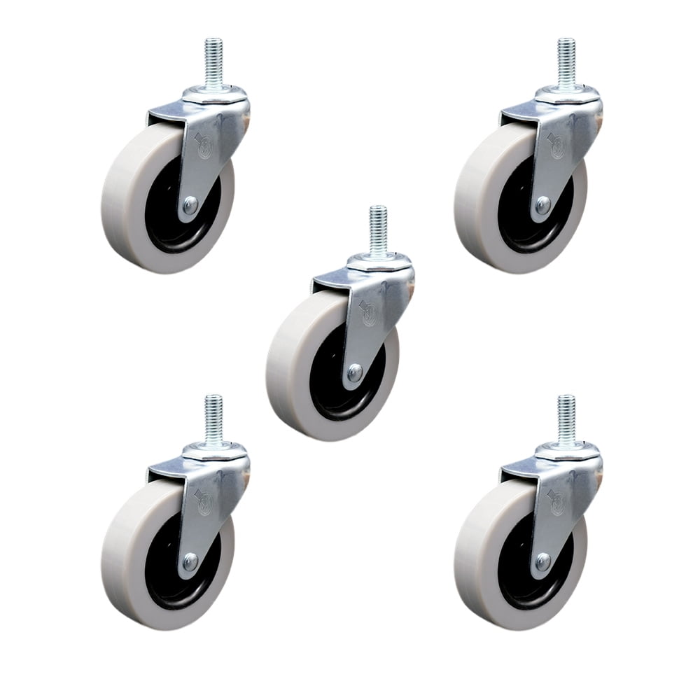 3 Inch Thermoplastic Wheel 8mm Threaded Stem Caster Set with Brakes Set ...