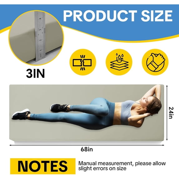 3-Inch Thick Yoga Mat, 68"x24" Extra Thick PU Leather Exercise Mat ...