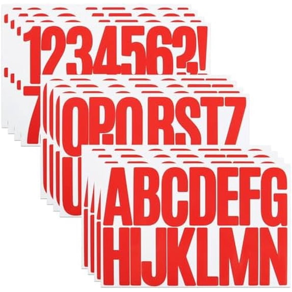 3 Inch Vinyl Large Letter Number Sticker, 188 Pieces, Red | Self ...