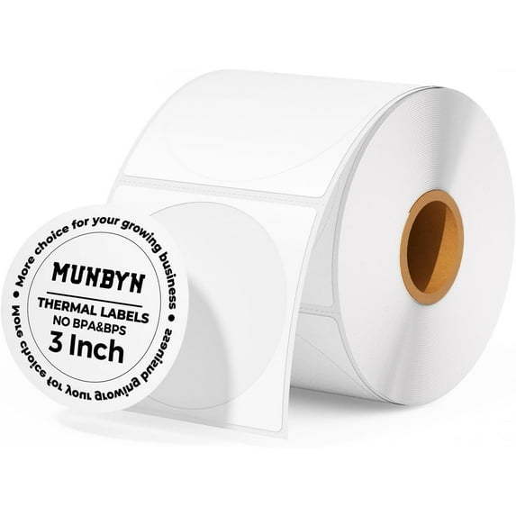3-Inch White Round Thermal Sticker Labels Self-Adhesive Multi-Purpose ...