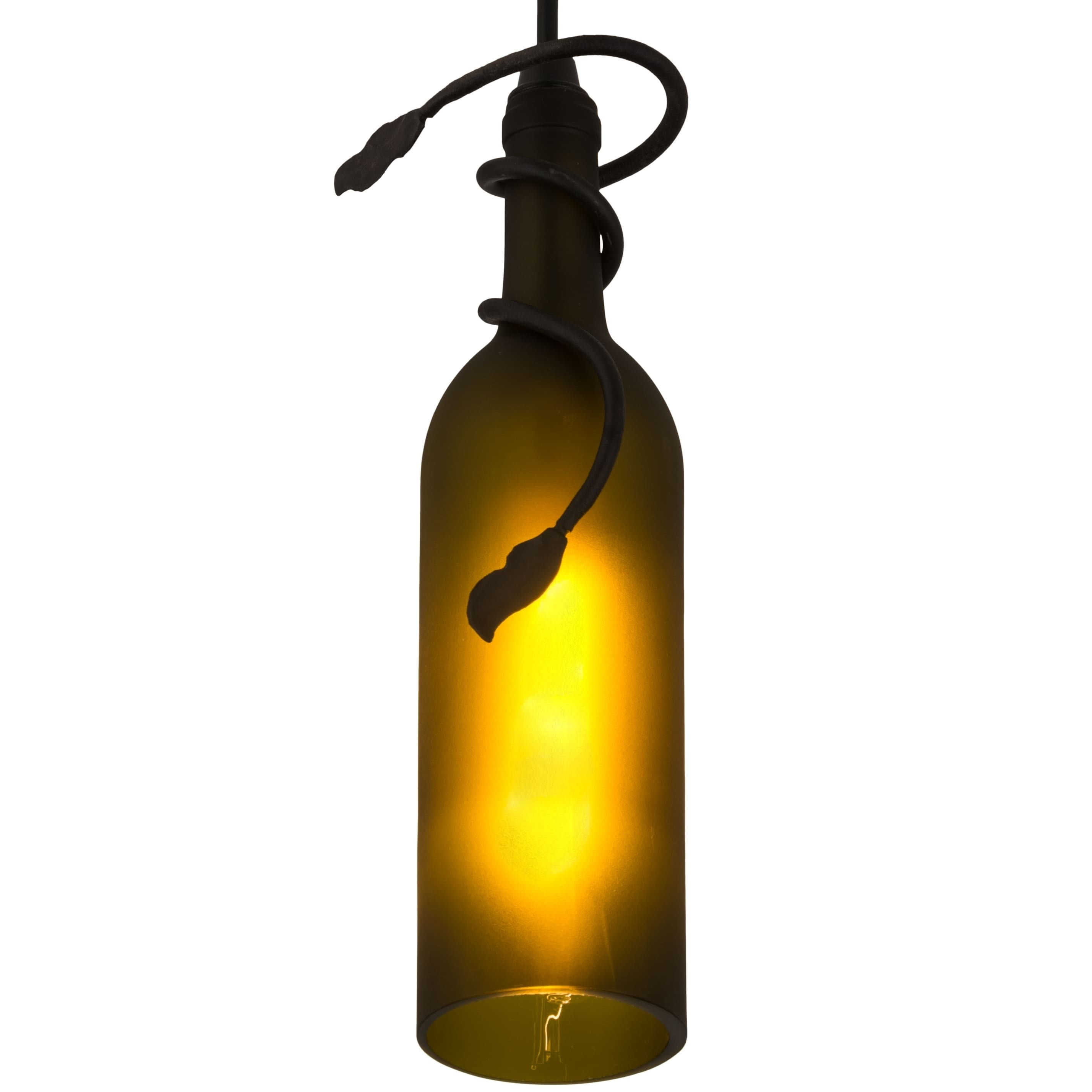 3 Inch Wide tuscan vineyard frosted green wine bottle Mini Pendant ...