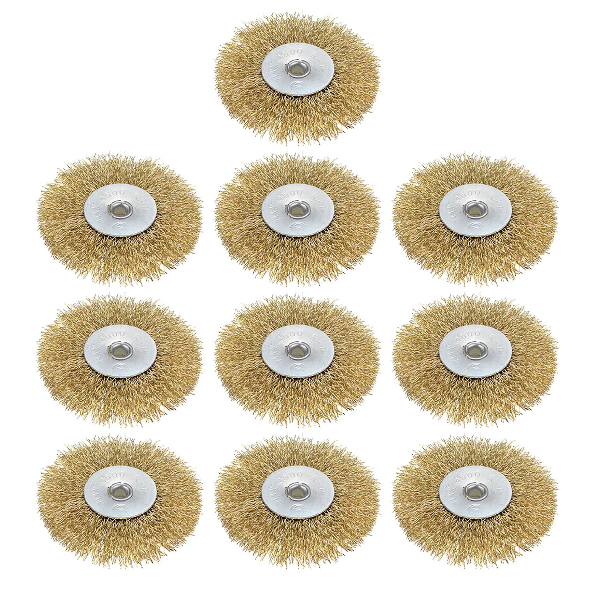 3-Inch Wire Wheel Brush Bench Brass Plated Crimped Steel with 1/4-Inch ...