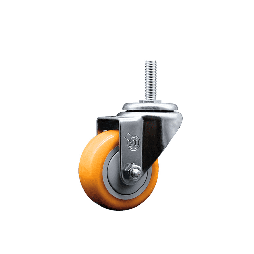 3 Inch Yellow Poly Wheel Swivel 5/8 Inch Threaded Stem Caster Service ...