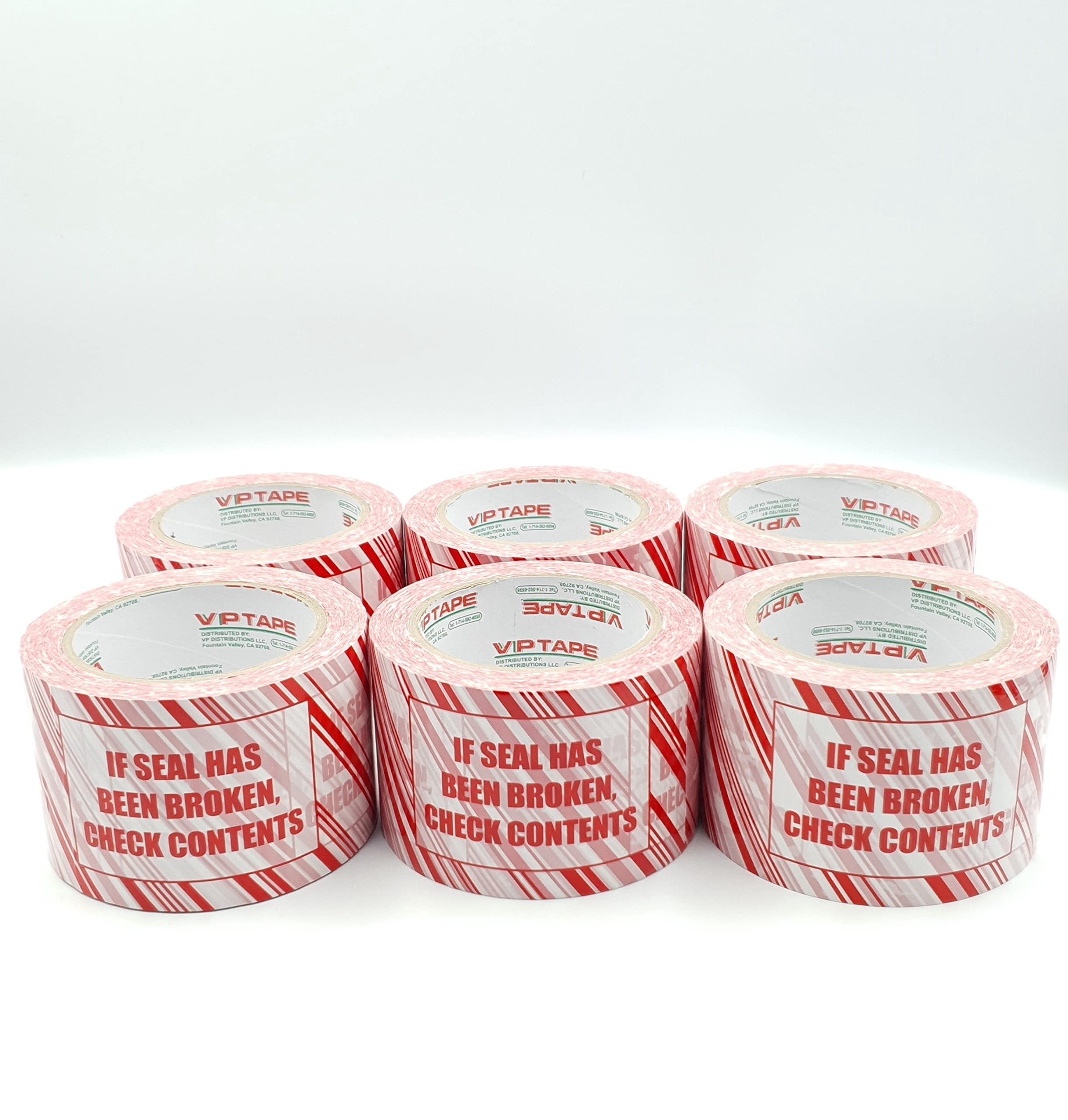 VPTape 3" x 110 Yards Pre-Printed Packing Tape, Red/White, 2.2 Mil, 6 ...