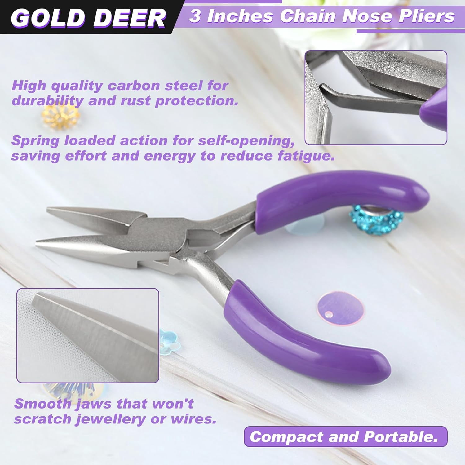 3 Inches Chain Nose Pliers Mini Needle-Nose Pliers Miniature Pocket ...