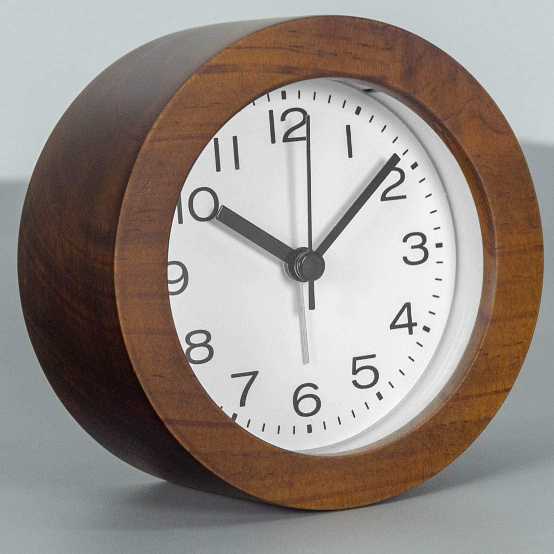 3-Inches Square Wooden Alarm Clock with Arabic Numerals, Non-Ticking ...