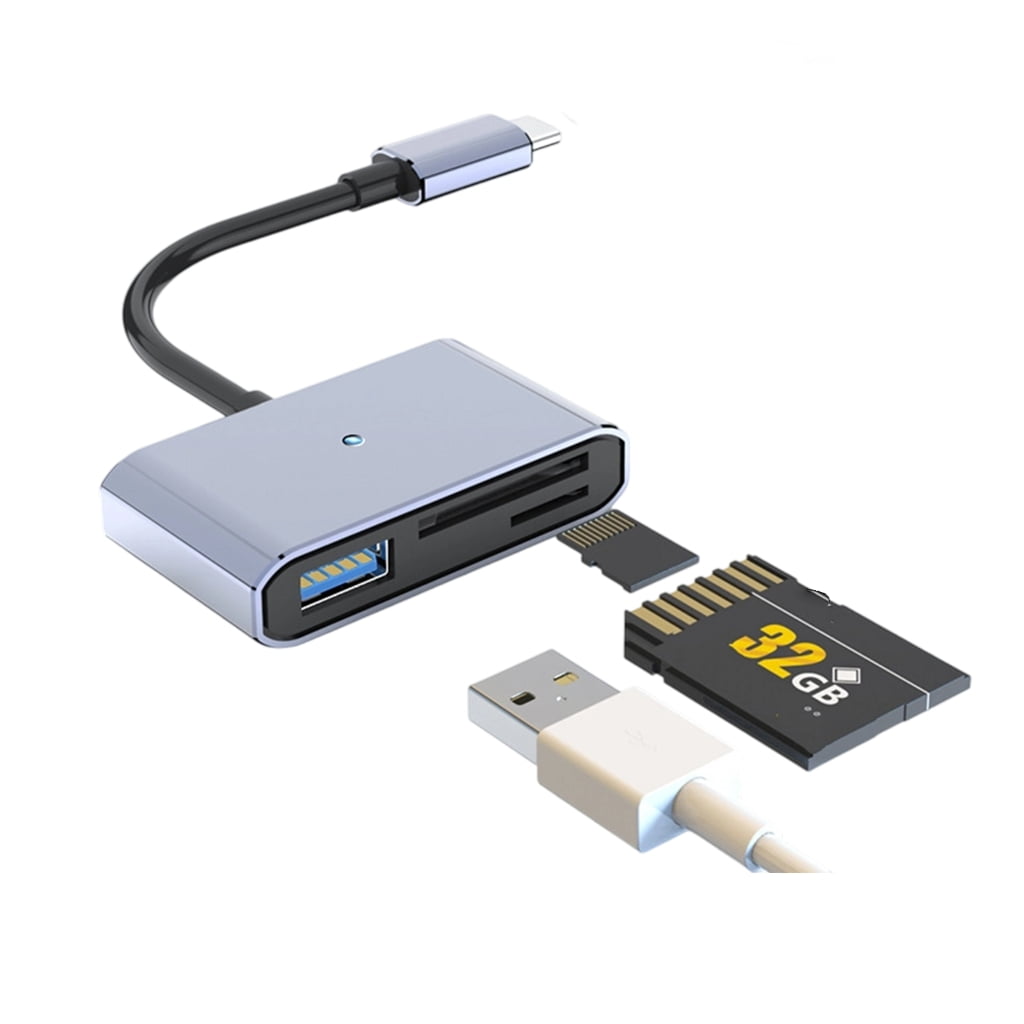 3 Interface USB Type C Converters TF Memory Card Reader Plug Play PVC ...