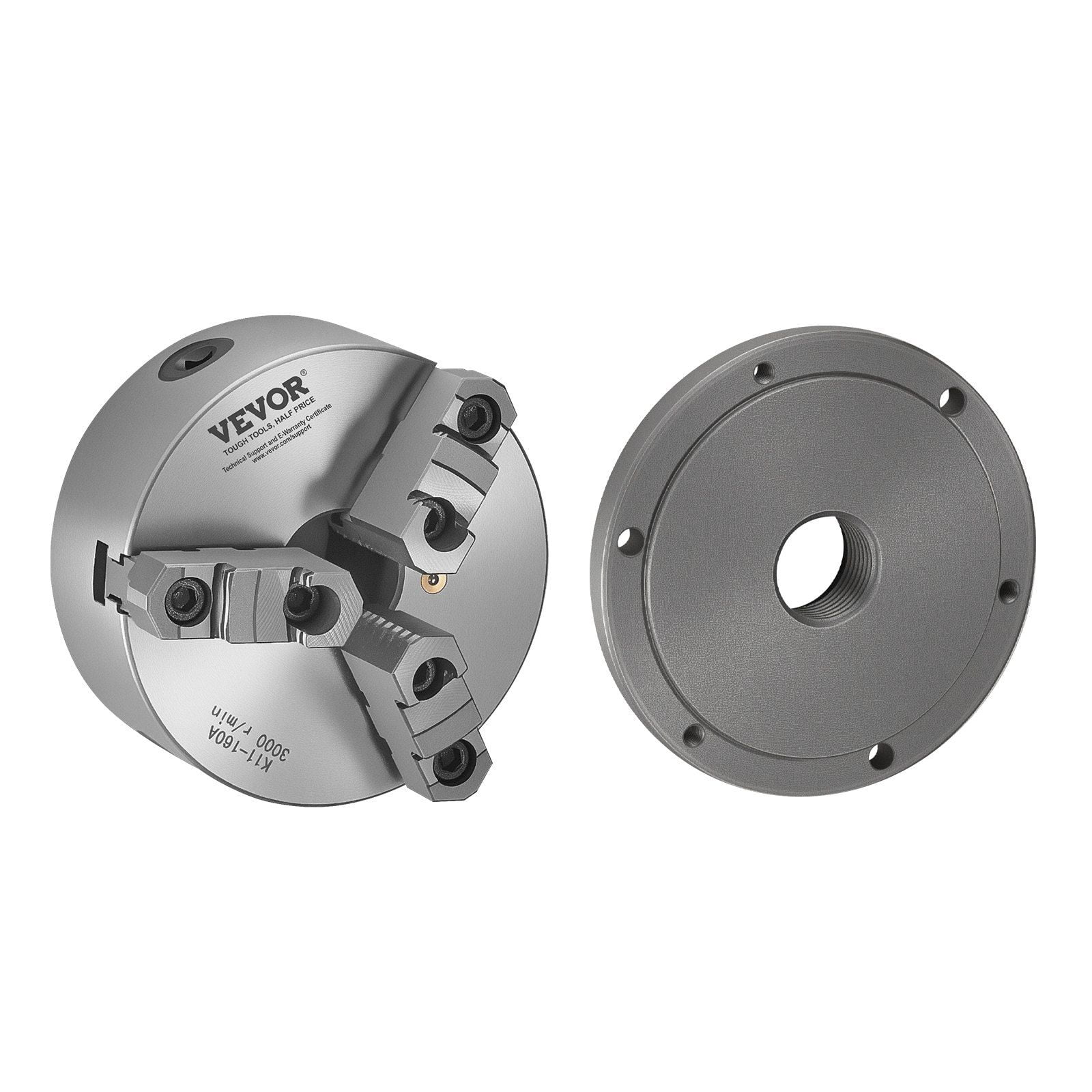 3-Jaw Lathe Chuck 6-Inch with Backing Plate, 1.5-8 Thread, Self ...