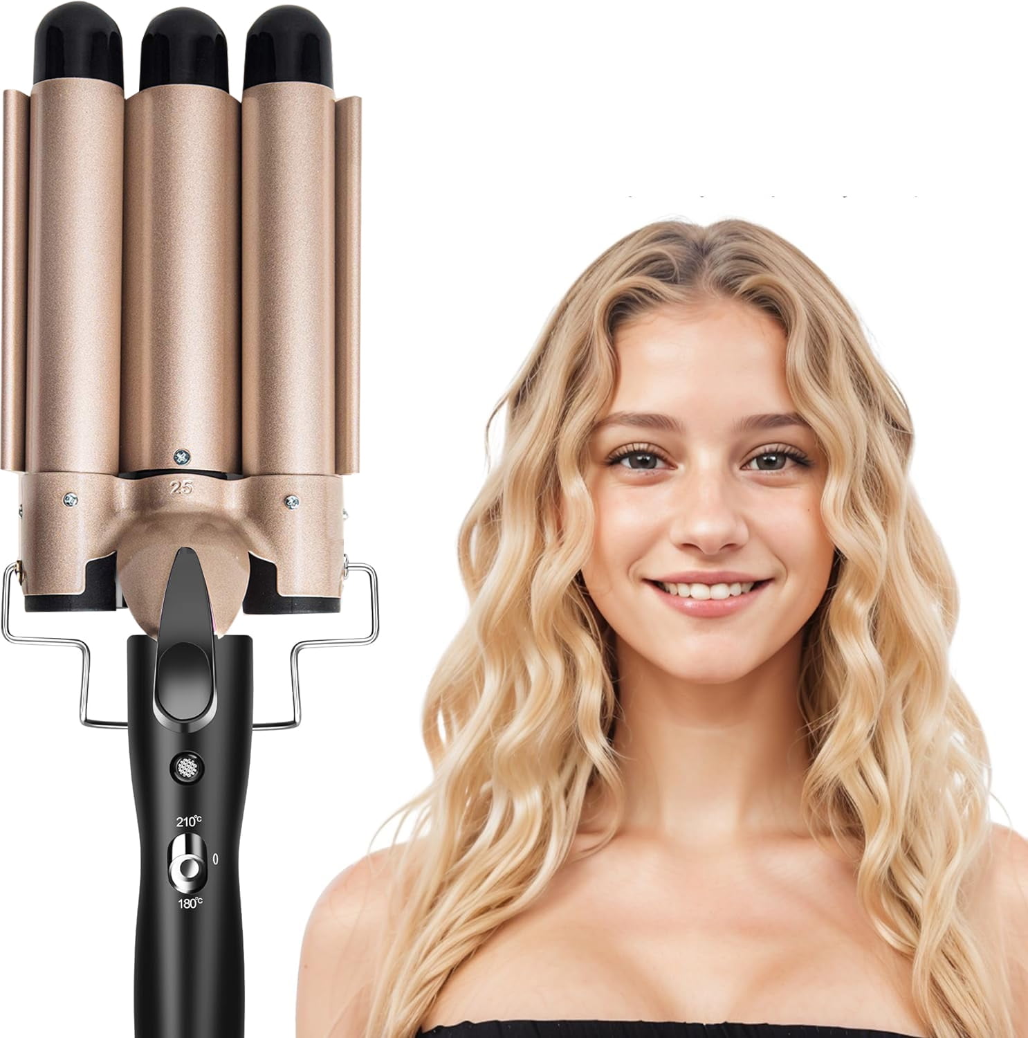 Morfone 3 Jumbo Barrel Curling Iron Wand 22mm Hair Waver Temperature Adjustable Ceramic Big ...