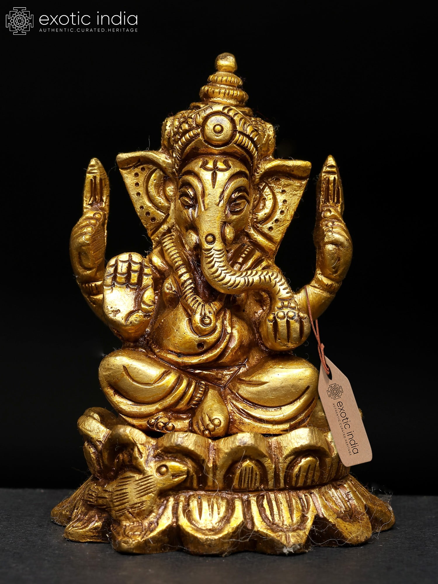 3" Kamalasana Ganesha Small Statue in Brass | Handmade | Made in India ...