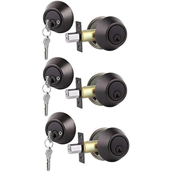 3 Keyed Alike Double Cylinder Deadbolts, Exterior/Interior Door ...