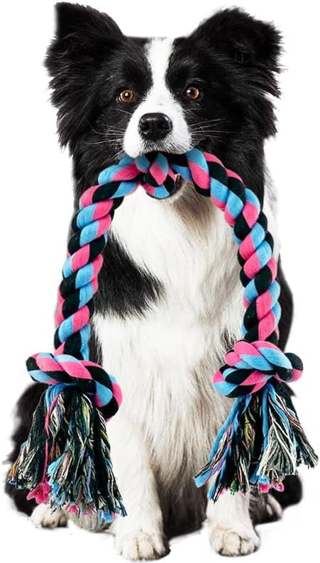 3 Knots Cotton Dog Rope Toy for Medium Dogs, Indestructible Dog Chew ...