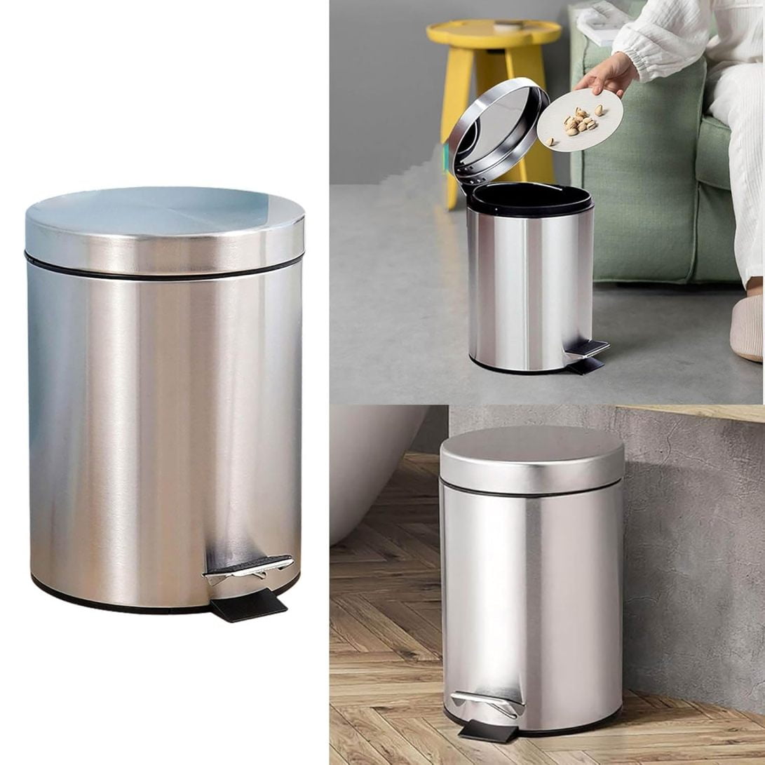 3 L Household Pedal Operated Covered Stainless Steel Mini Trash Can ...