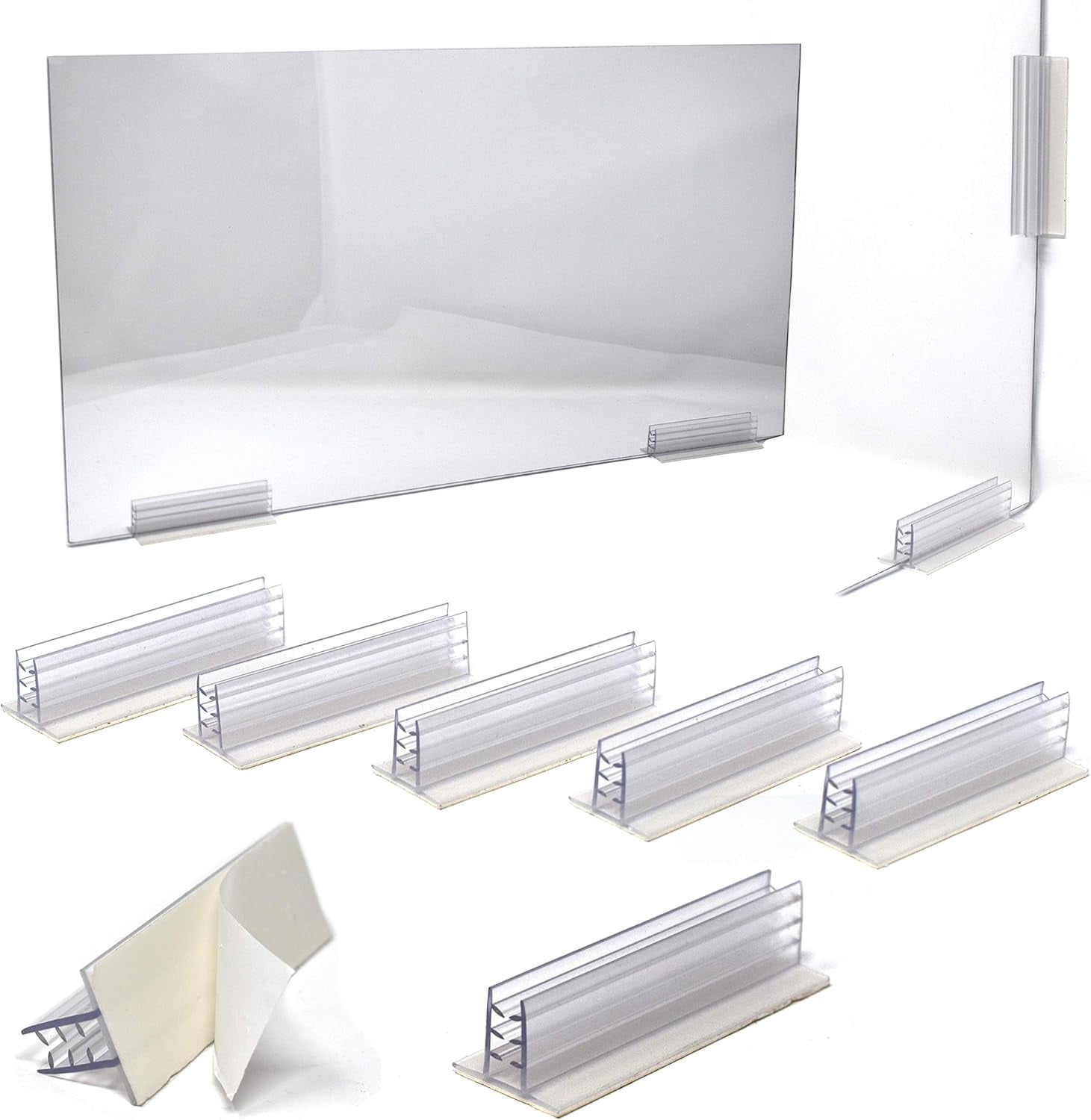 3" L Wall Mount Self Adhesive Sneeze Guard Holder™ to Fasten & Line Up ...