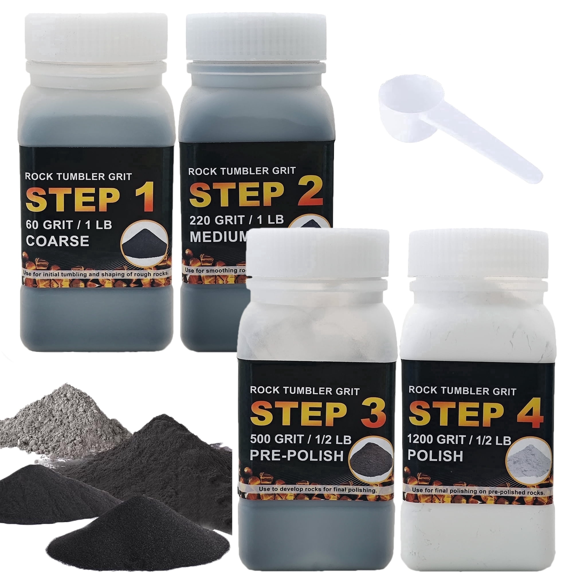 3 LB Rock Tumbler Grit and Polish Refill Kit, 4-Step Tumbling Media ...