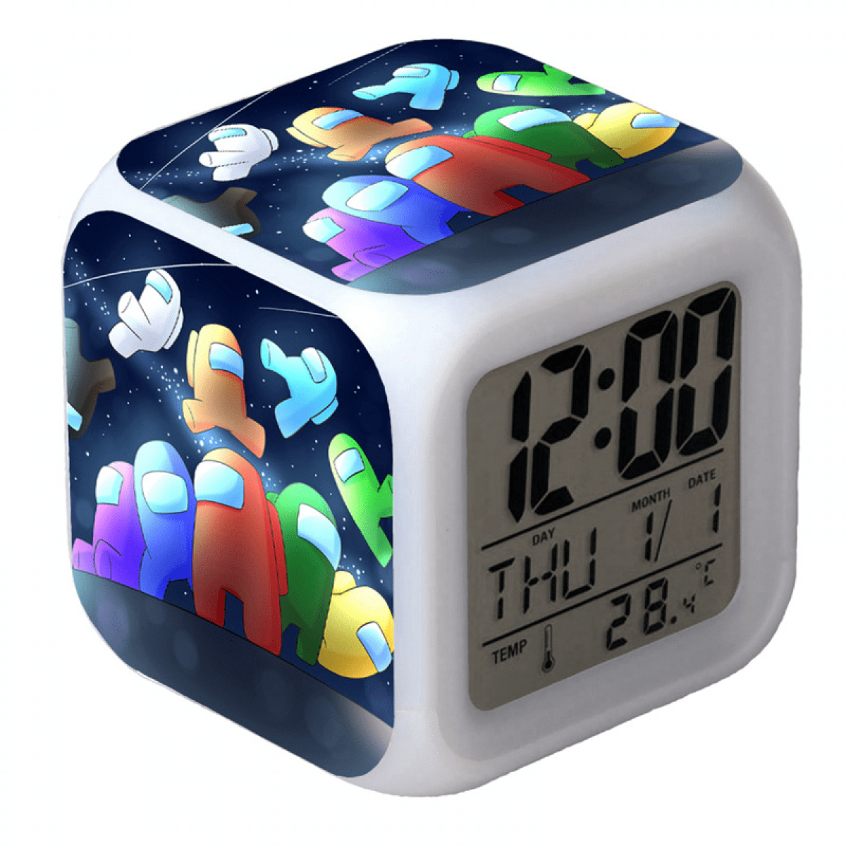 3＂LED Alarm Clock Among Us Pattern Desk Table Glowing Electronic ...