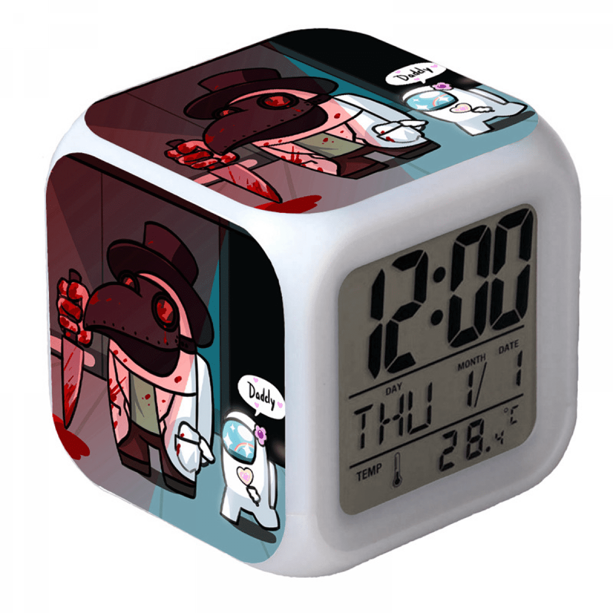 3＂LED Alarm Clock Among Us Pattern Desk Table Glowing Electronic ...