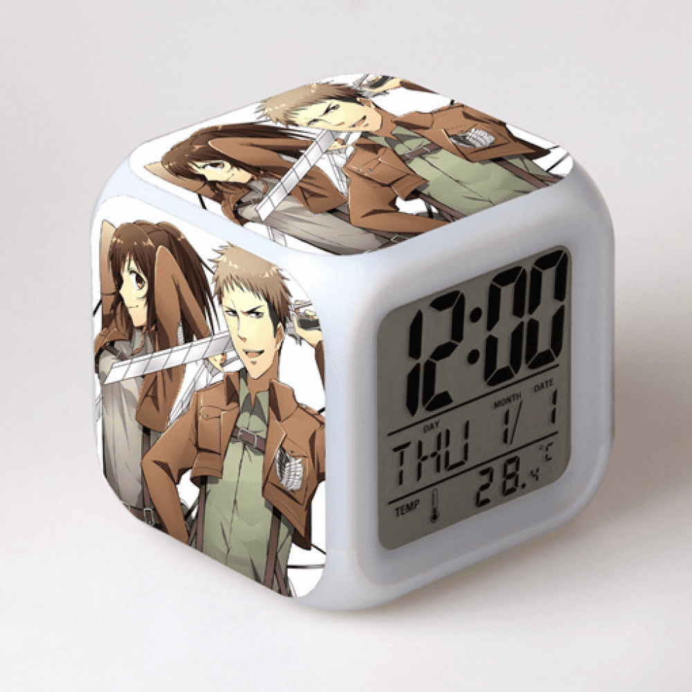 3＂LED Alarm Clock Attack on Titan Pattern Desk Table Glowing Electronic ...