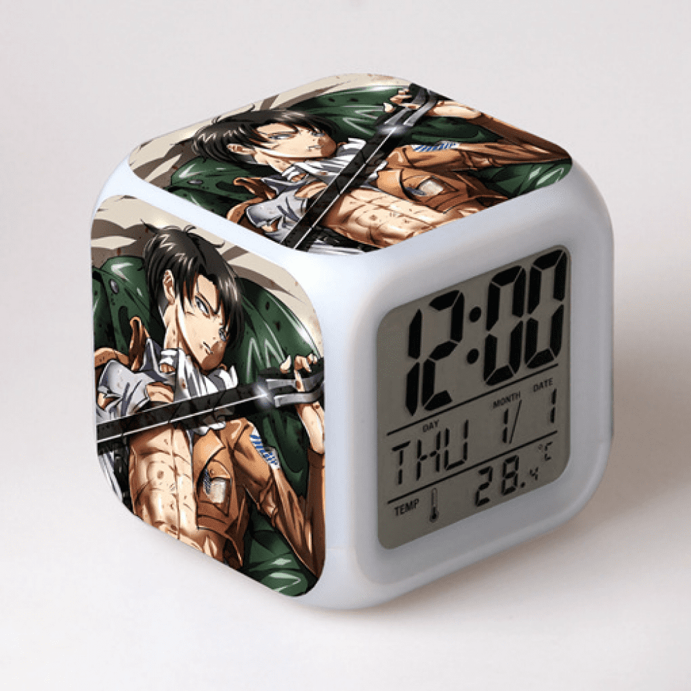 3＂LED Alarm Clock Attack on Titan Pattern Desk Table Glowing Electronic ...