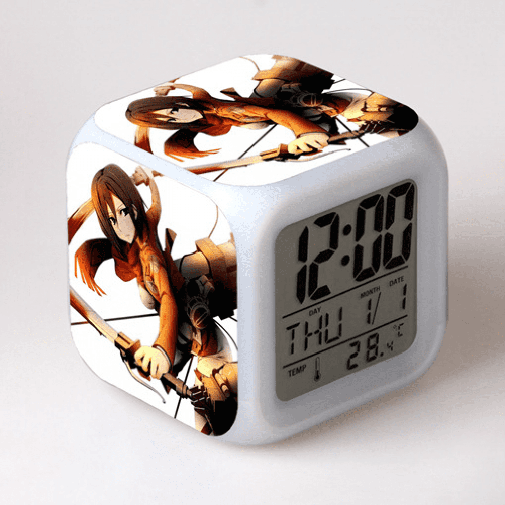 3＂LED Alarm Clock Attack on Titan Pattern Desk Table Glowing Electronic ...