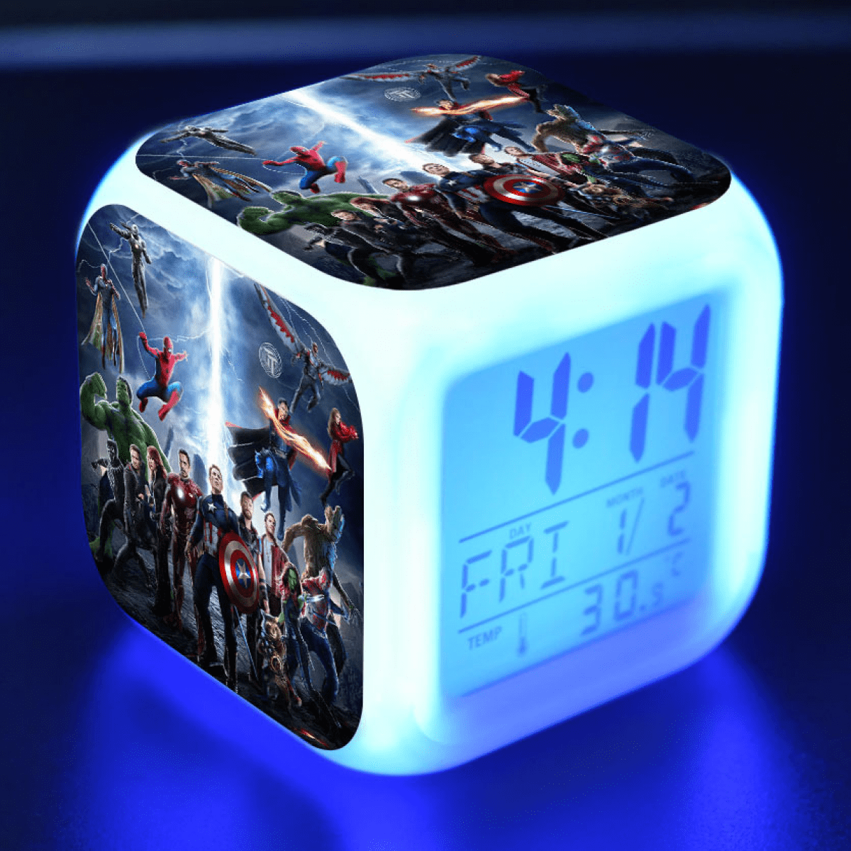 3＂LED Alarm Clock Avengers Infinity War Pattern Desk Table Glowing ...
