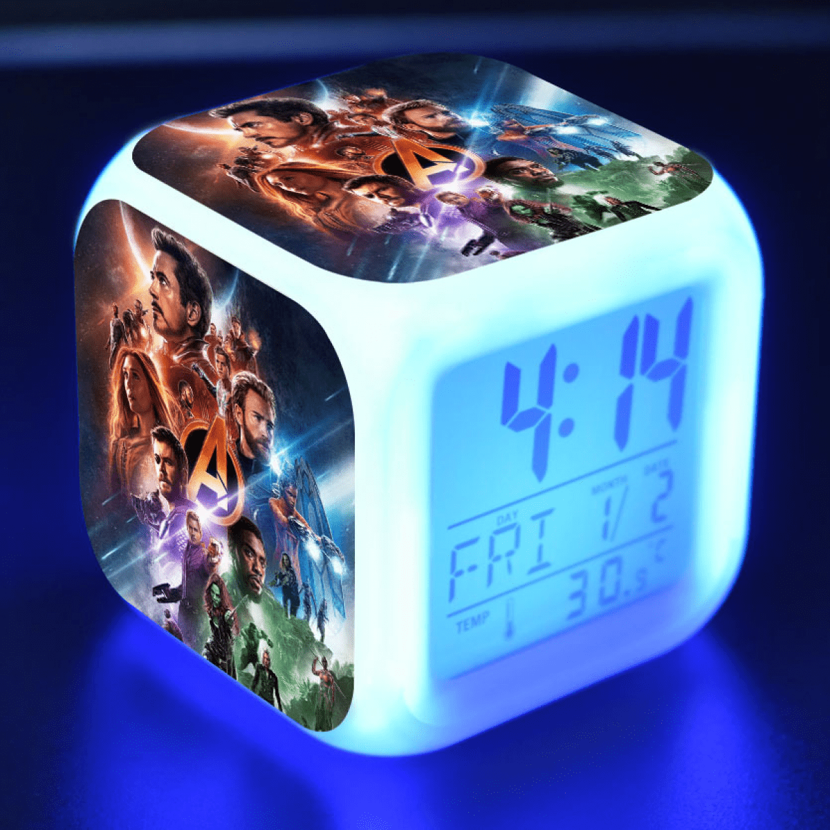 3＂LED Alarm Clock Avengers Infinity War Pattern Desk Table Glowing ...