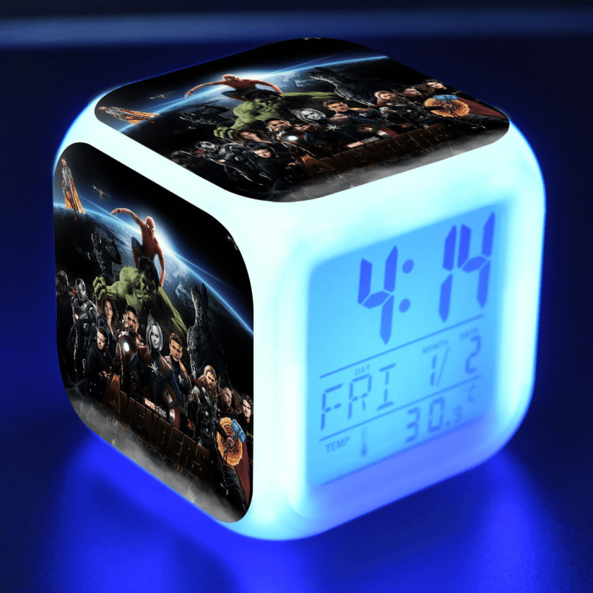 3＂LED Alarm Clock Avengers Infinity War Pattern Desk Table Glowing ...